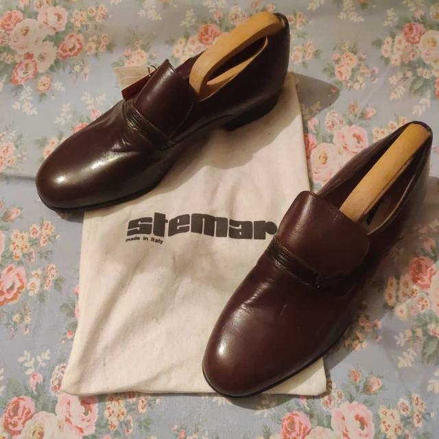 VINTAGE STEMAR ITALY for Kurt Geiger Saddle Brown Leather Slip Ons UK ...