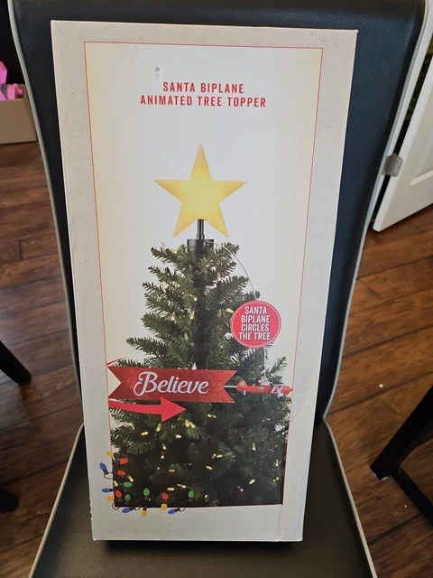 NEW MR CHRISTMAS Cracker Barrel Animated Tree Topper Santa Airplane ...