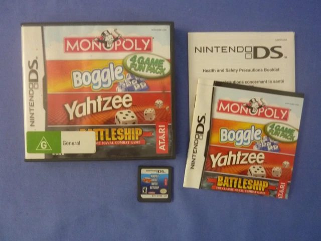 MONOPOLY BOGGLE YAHTZEE Battleship Nintendo DS Fun Pack Complete with ...