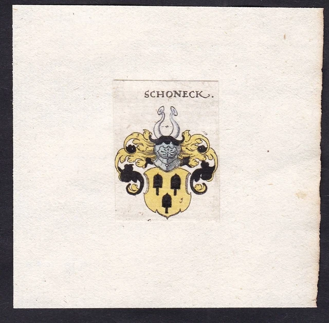 STEMMA DI SCHONECK Blasono Araldica Incisione In Rame 17° Secolo EUR 14 ...