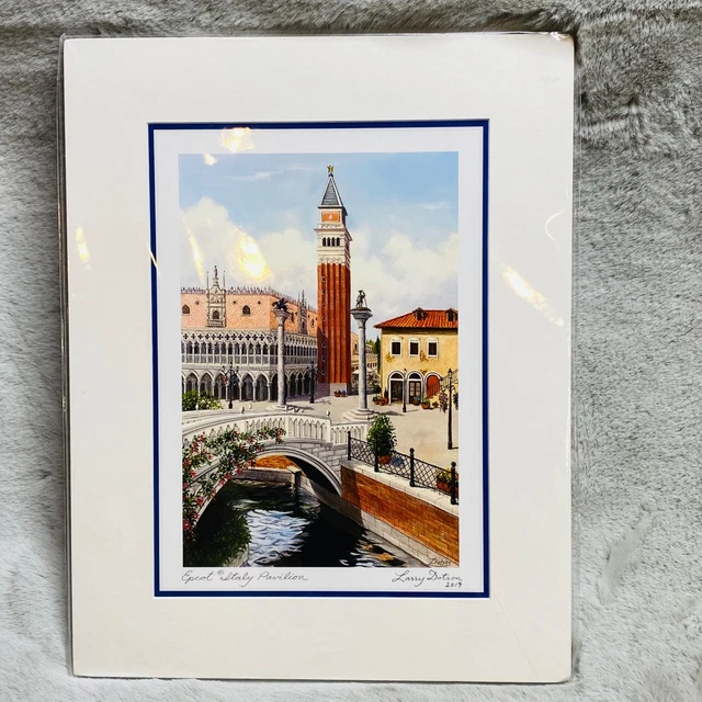 DISNEY'S EPCOT LARRY Dotson "Italy Pavilion" Art Signed Matted Print ...