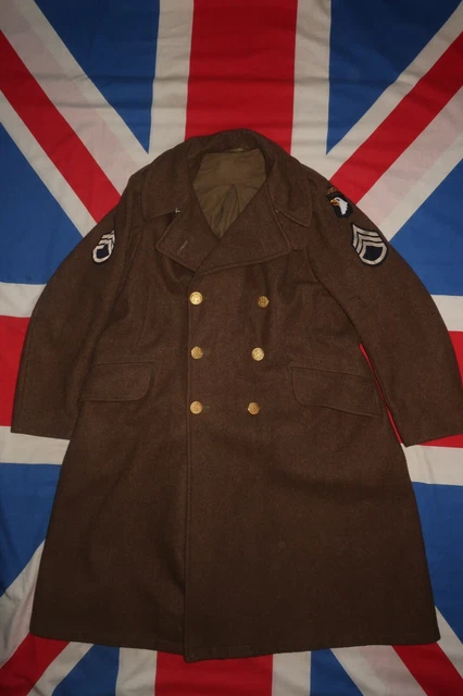 WW2 US ARMY British Made Overcoat LARGE Size Dated 1944 Badged As 101st ...