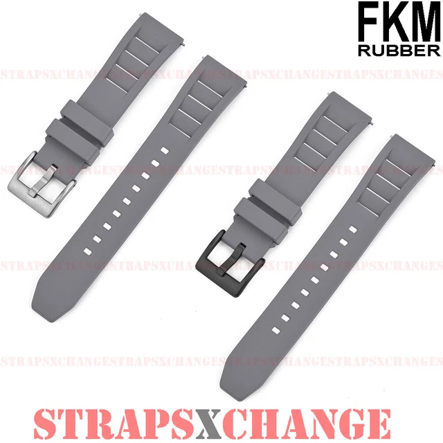 FKM RUBBER VENTED Shark Fin SMOKE GREY Watch Strap Band Quick Release ...