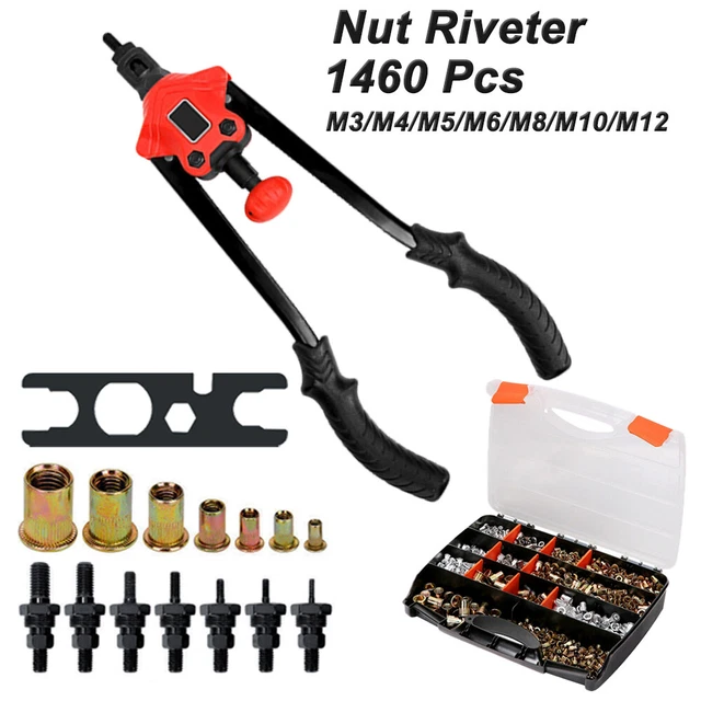 HEAVY DUTY RIVET Nut Riveter Rivnut Nutsert Gun Riveting Tool Kit ...