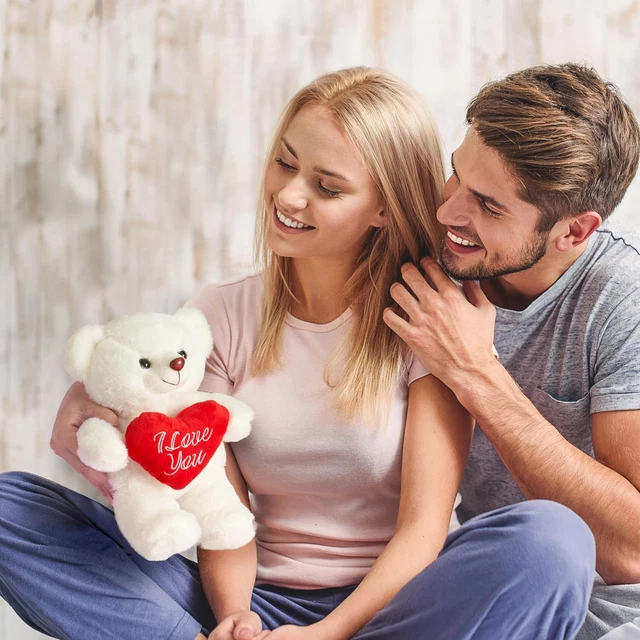 THE TWIDDLERS TEDDY Bear with I Love You Heart, 25Cm / 10" - Cute White ...