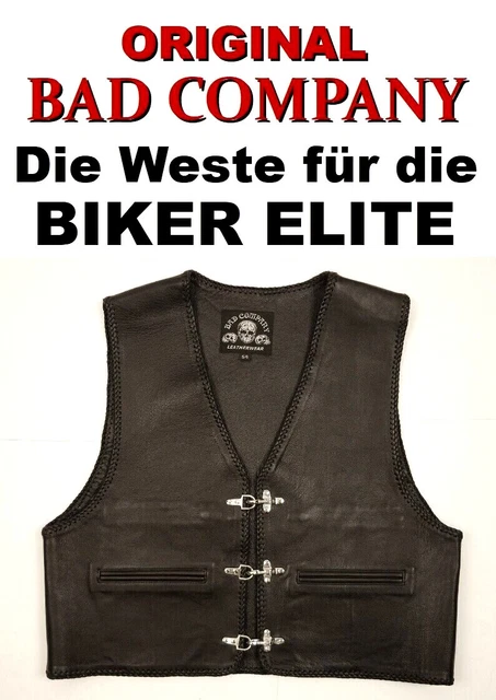 ORIGINAL BAD COMPANY "Kai" Nappa-Lederweste Kutte Motorrad Rocker Biker ...