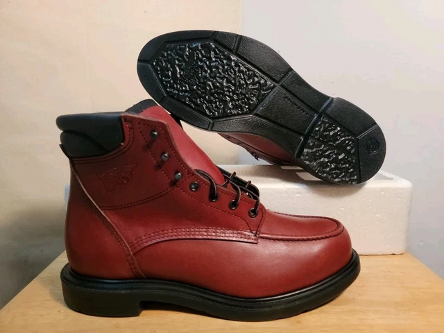RED WING MENS Factory 2Nd 202 6" Moc Toe Burgundy Work Boot Size : 9.5D ...