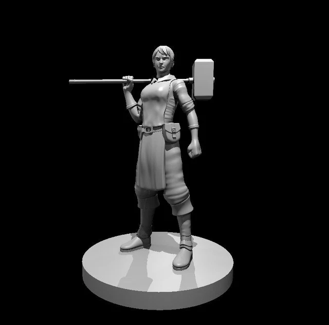 HUMAN FEMALE BLACKSMITH Commoner NPC 28mm Scale DND D&D Tabletop Mini £ ...