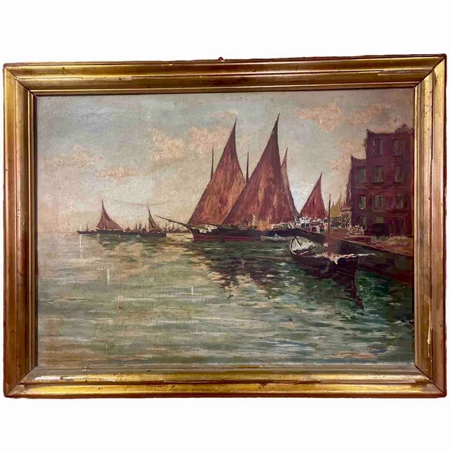 QUADRO ANTICO VECCHIO dipinto a olio su tela marina 800 1800 con ... QUADRO ANTICO VECCHIO dipinto a olio su tela marina 800 1800 con ...