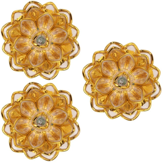 3 PCS LOTUS Shaped Lamp Buddha Hall Lamp Ornament Decor (Golden) Light ...
