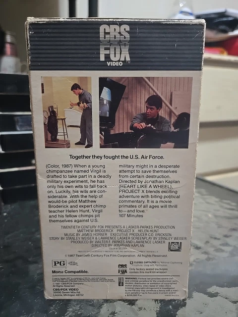 PROJECT X VHS Tape Move 1987 Matthew Broderick $10.00 - PicClick CA