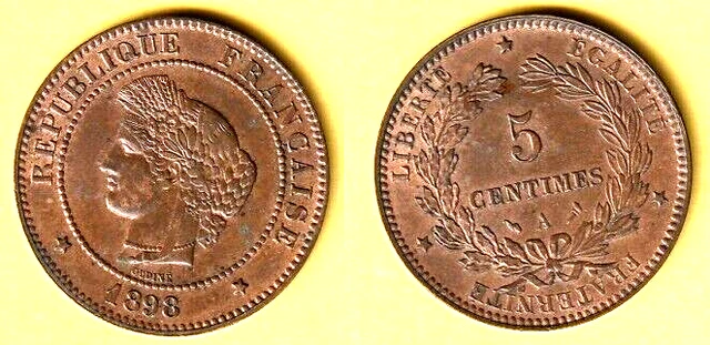 5 CENTIMES CERES 1898 A EUR 40,00 - PicClick FR