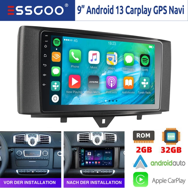 32G ANDROID 13 CarPlay autoradio GPS navigatore WIFI per Benz Smart Fortwo 451 2010-15 EUR 148 ...