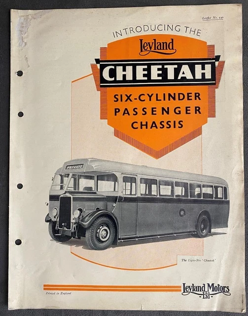 LEYLAND CHEETAH SIX Cylinder Passenger Chassis Bus Coach Brochure £30. ...