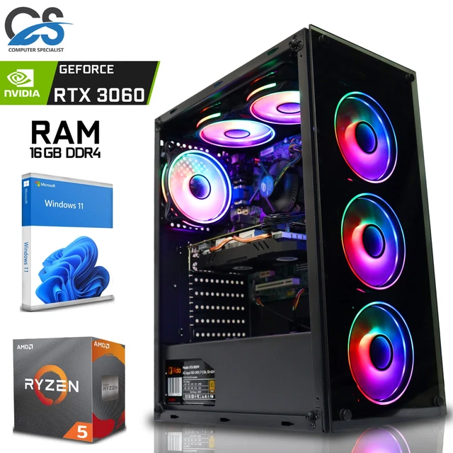 PC DA GIOCO RTX 3060 12 GB, Ryzen5 5600X, 512 GB SSD+1 TB, 16 GB DDR4 ...