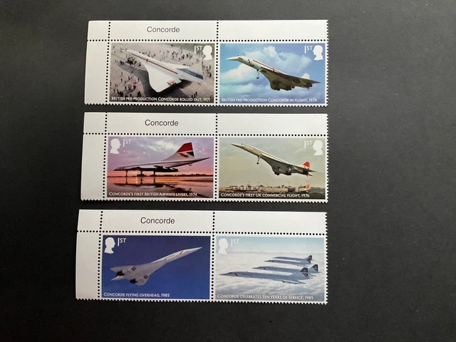 ROYAL MAIL STAMPS Jan 2026 CONCORDE Set of 6 MNH. Top Corner Marginals ...