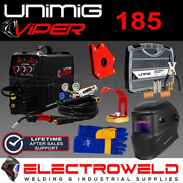UNIMIG VIPER 185 Mig Tig Welder Bundle + Helmet +Consumables +Gloves ...