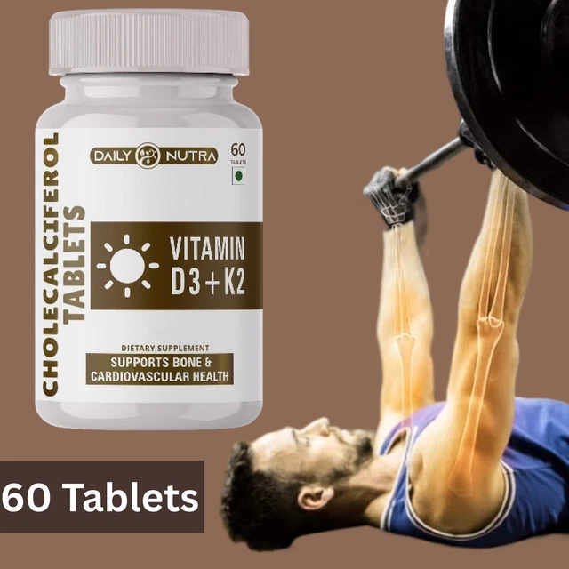 DAILY NUTRA VITAMIN D3 + K2 Tablets Boost Bone Strength & Joint Care ...