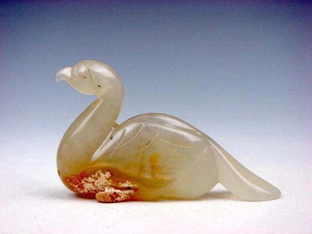 OLD NEPHRITE JADE Stone Carved Sculpture Phoenix Bird Seated #08182204 ...