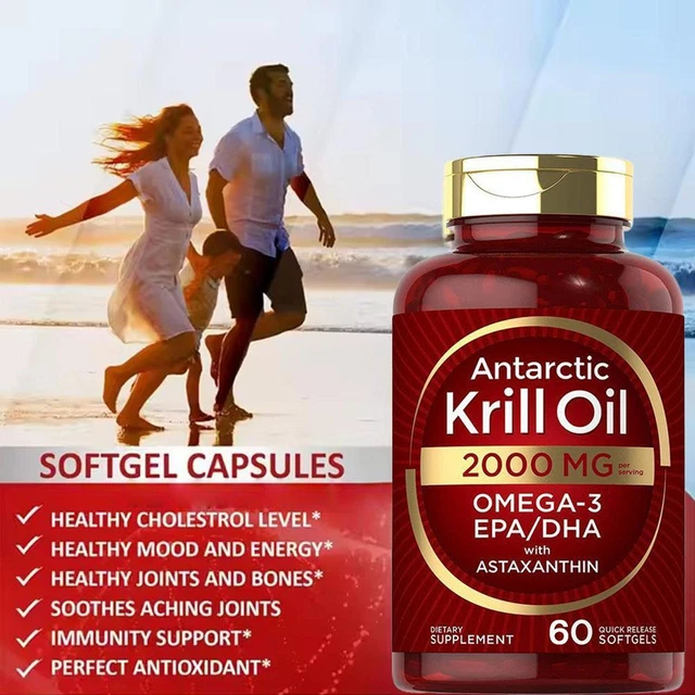 ANTARCTIC KRILL OIL 2000 mg 120 Softgels | -3 EPA, DHA, with AstaxanthinDE- EUR 8,96 - PicClick DE