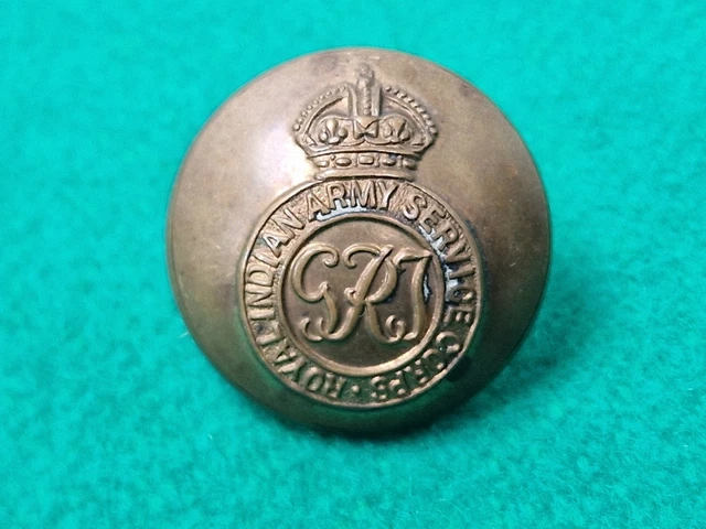 VINTAGE WW2 ROYAL Indian Army Service Corps Military Uniform Button JR ...