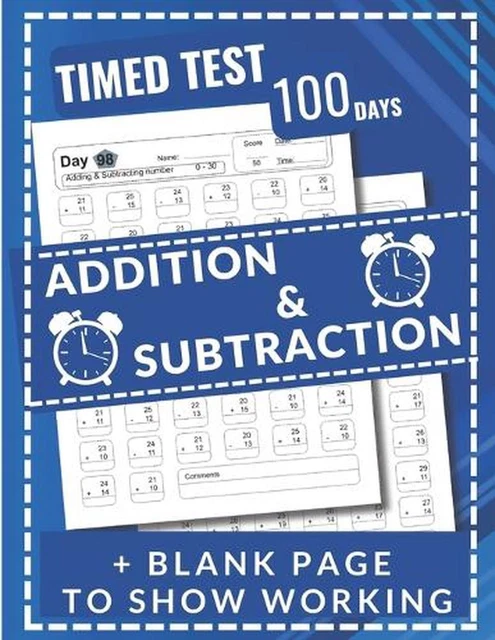 TIMED TEST ADDITION And Subtraction: 100 Days Of Math Drills 2 Digits ...