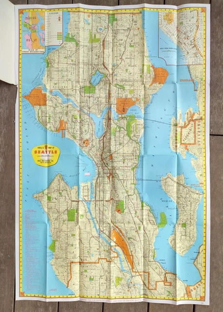 ANCIENNE CARTE SEATTLE Kroll Map Company EUR 20,00 - PicClick FR