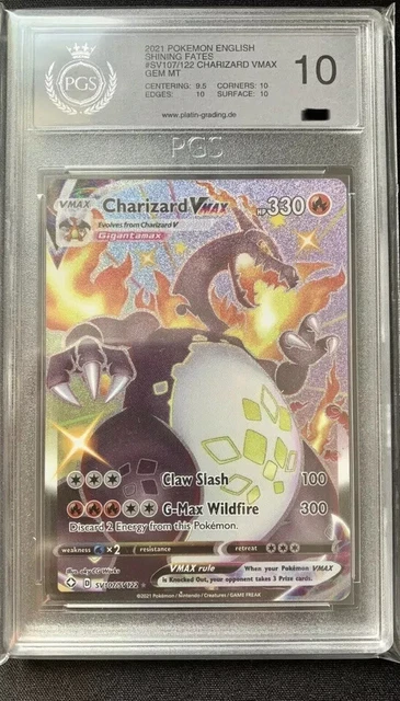 POKEMON CHARIZARD VMAX Shiny Fullart SV107 Shining Fates PGS10|PSA|BGS ...