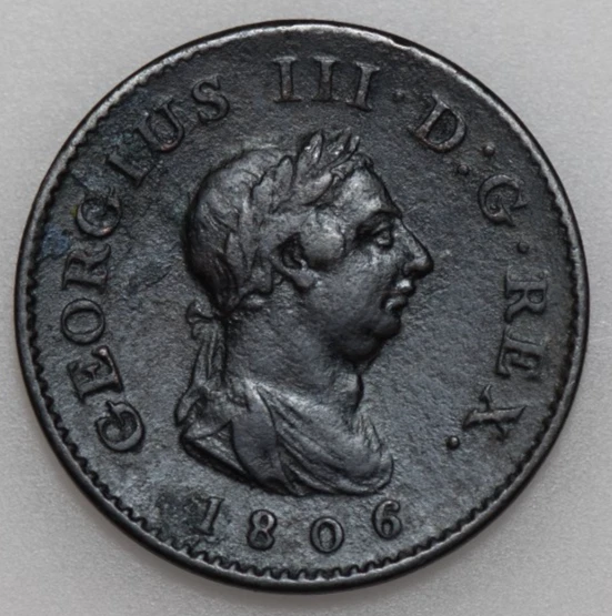 1806 GEORGE III Farthing, Soho Mint British Copper Coin, Vf £4.00 ...