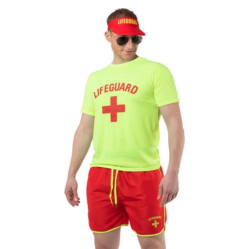 RED LIFEGUARD WHISTLE on Lanyard Mens TV Adults Fancy Dress Costume ...