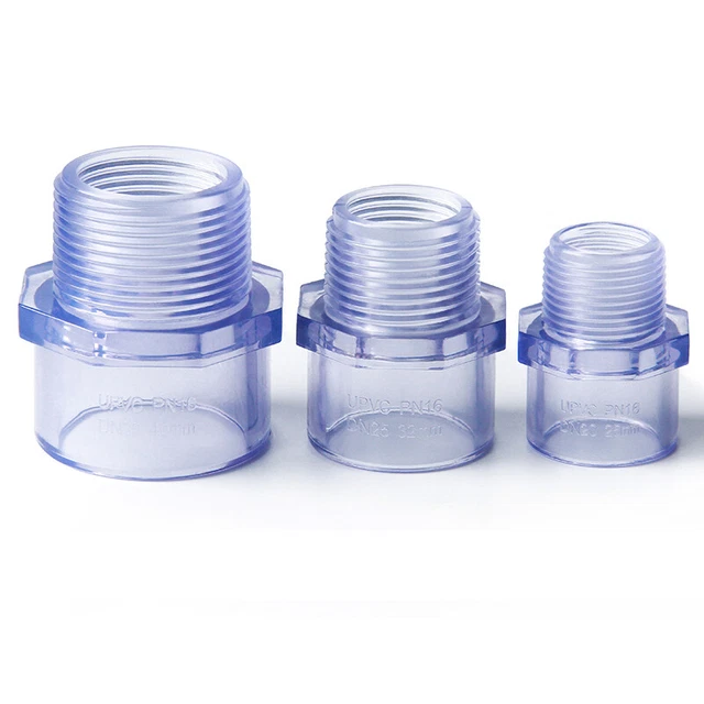 CLEAR PVC MALE BSP Socket Adaptor Pressure Pipe Fitting Ponds Pools ...