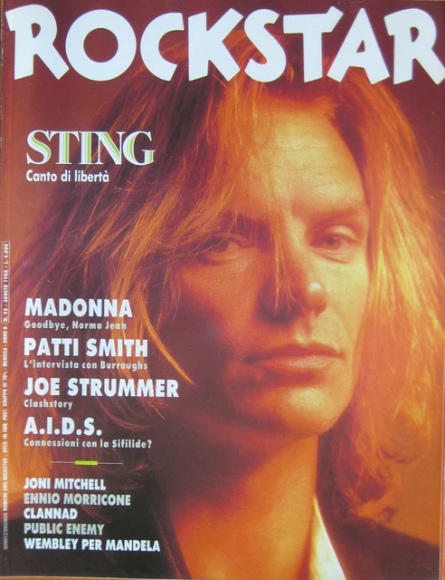 RIVISTA MAGAZINE ROCKSTAR Nr.95 Ago.1988 STING Madonna Patti Smith J ...