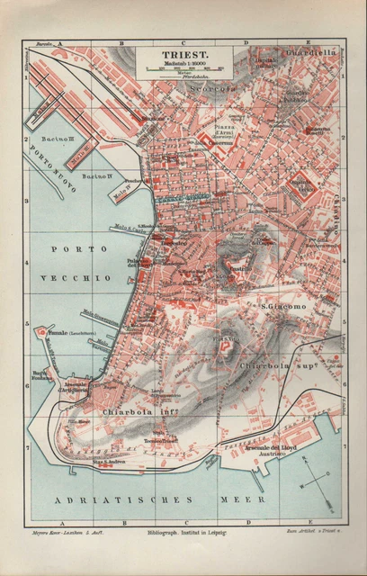 MAP CITY MAP 1897: city map: TRIESTE. Europe Italy Italia Adriatic £17. ...