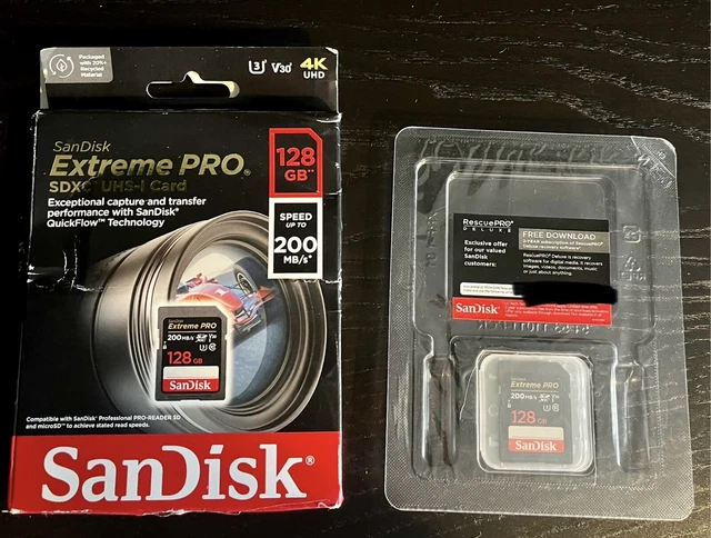 SANDISK 128GB EXTREME PRO SDXC C10 UHS-I/U3 V30 SD Memory Card 200MB/s 4K Video £19.99 - PicClick UK