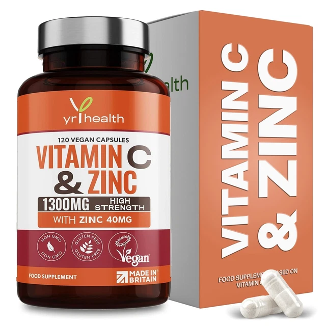 VITAMIN C 1300MG and Zinc 40mg High Strength VIT C and Zinc for ...