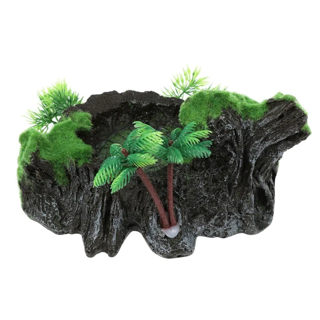 SIMULATED FLOCKING TREE Decoration Resin Feeding Tool Aquarium Plate ...