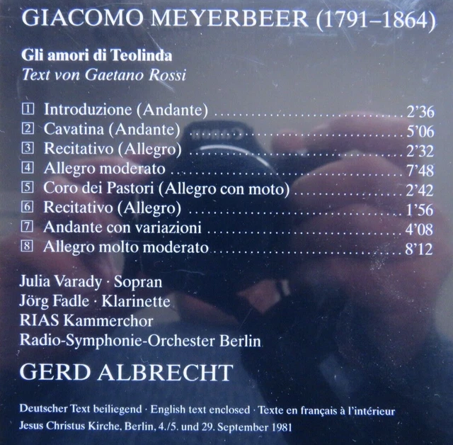 MEYERBEER - GLI Amori Di Teolinda ALBRECHT / VARADY / FADLE - Ex Con CD ...