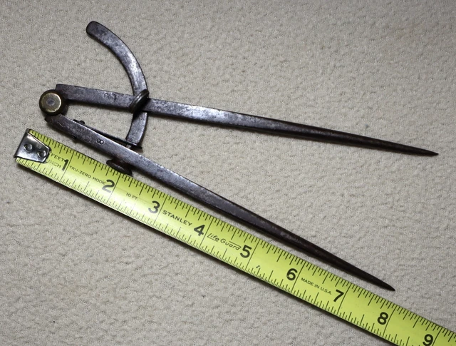 VINTAGE COMPASS Divider Caliper w/ Wing Nut Adjuster & 8" Legs Vintage ...