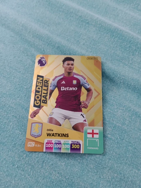GOLDEN BALLER 2 PANINI XL ADRENALYN 2025 Premier League Ollie Watkins 0 ...