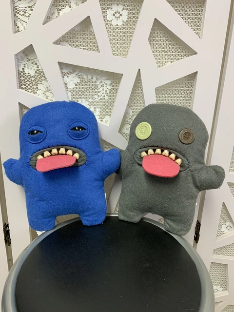 2 X FUGGLER Funny Ugly Monster Oogah Boogah Blue Grey Felt Toy Bundle ...