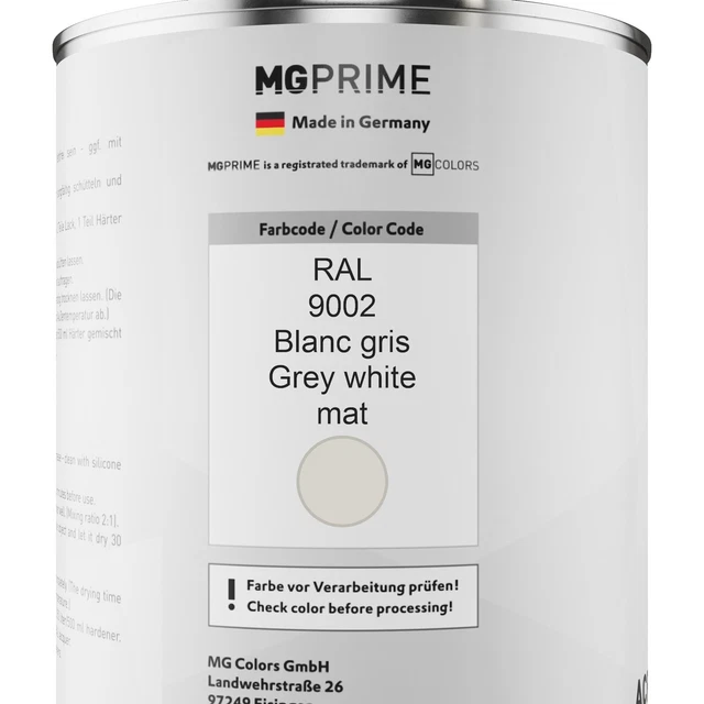 RAL 9002 BLANC gris Grey white mat peinture acrylique 1,5L durcisseur y ...