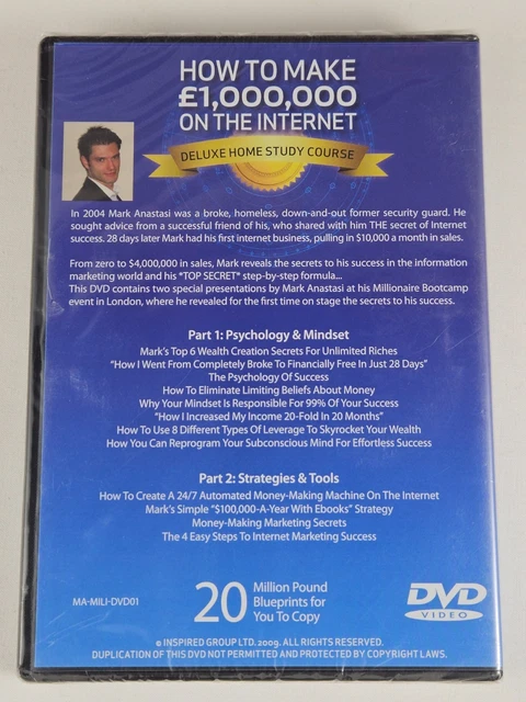 MARK ANASTASI: HOW To Make$1,000,000 On The Internet DVD (New & Sealed ...