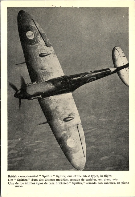 BRITISH CANNON-ARMED SPITFIRE Fighter In Flight WW 2 Vintage Postcard £ ...