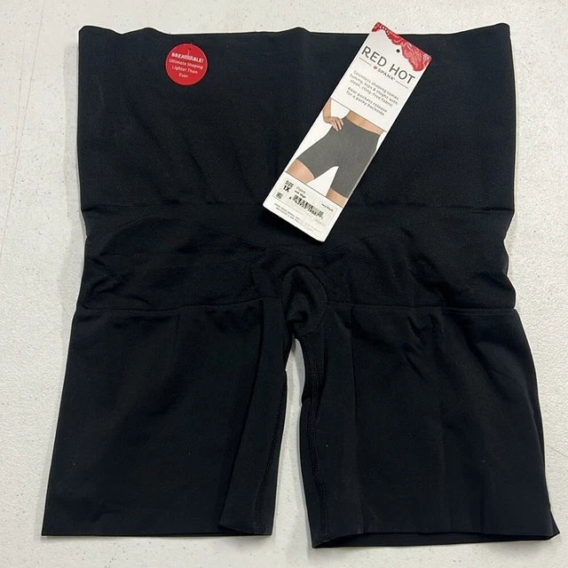 RED HOT BY Spanx Mid-Thigh Short Very Black Seamless Shaping FS3915 ...