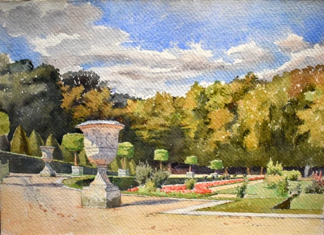 TABLEAU AQUARELLE JARDIN du château de Versailles Jenika CABARRUS (XIX-XX) EUR 249,00 - PicClick FR