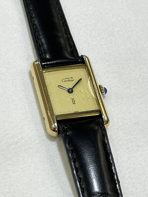 CARTIER TANK MUST De Cartier Watch Vintage Mechanical Move RARE Lemon ...