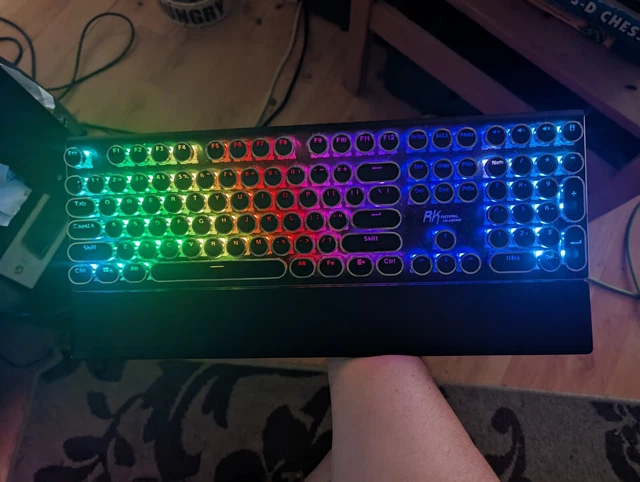 RK ROYAL KLUDGE Typewriter Gaming Keyboard Retro Mechanical Keyboard ...