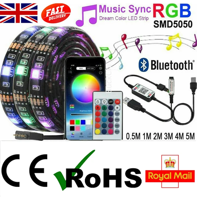 LED STRIP LIGHTS 5050 RGB Light Colour Changing Tape Cabinet TV USB ...
