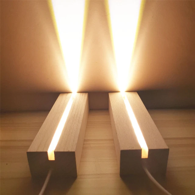 LED WOOD DISPLAY Base-3D Rectangle USB Crystal Wooden Lighted Base ...