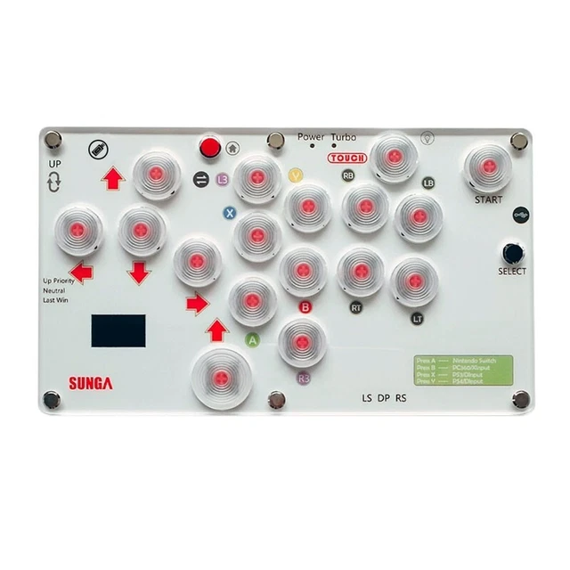 SUNGA 17-BUTTON MINI Arcade Controller Game Fight Stick for PC/PS5 ...